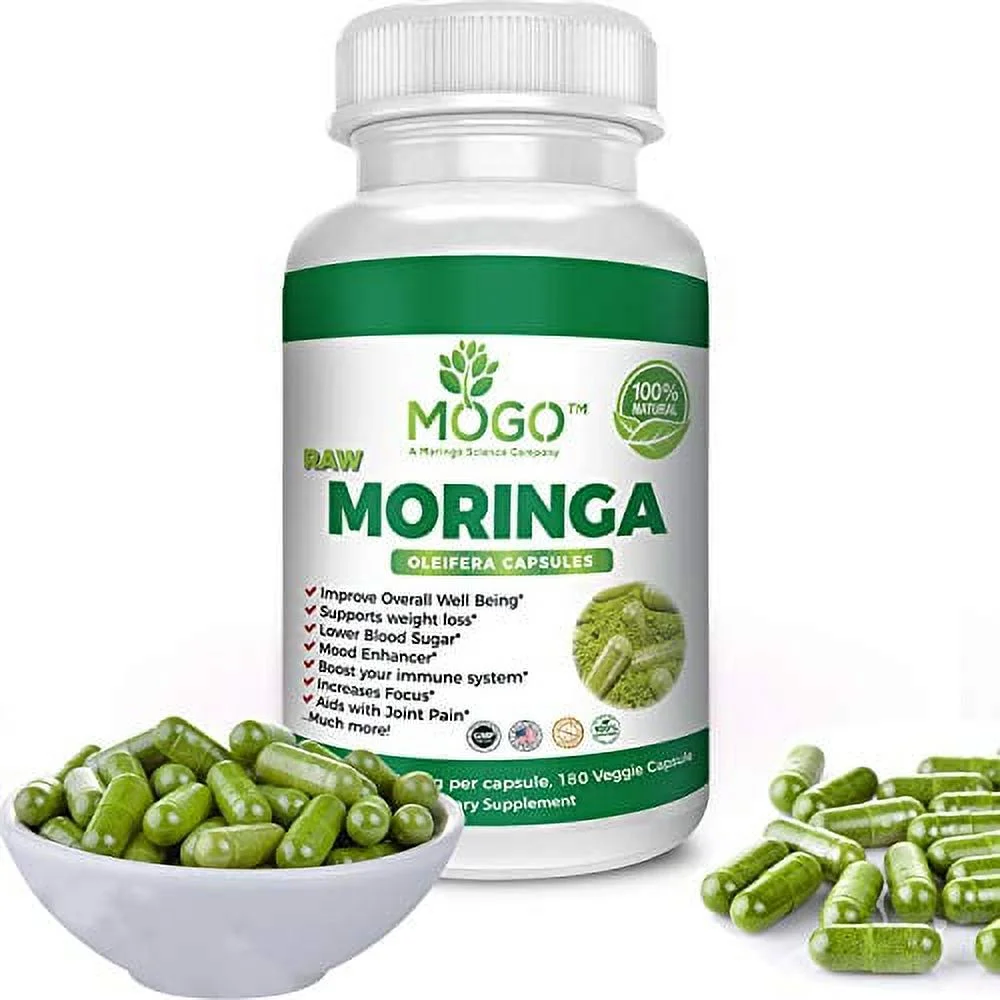 180 Organic Moringa Leaf Powder Capsules -Max 2100Mg per Serving.Immune,Energy Booster ...